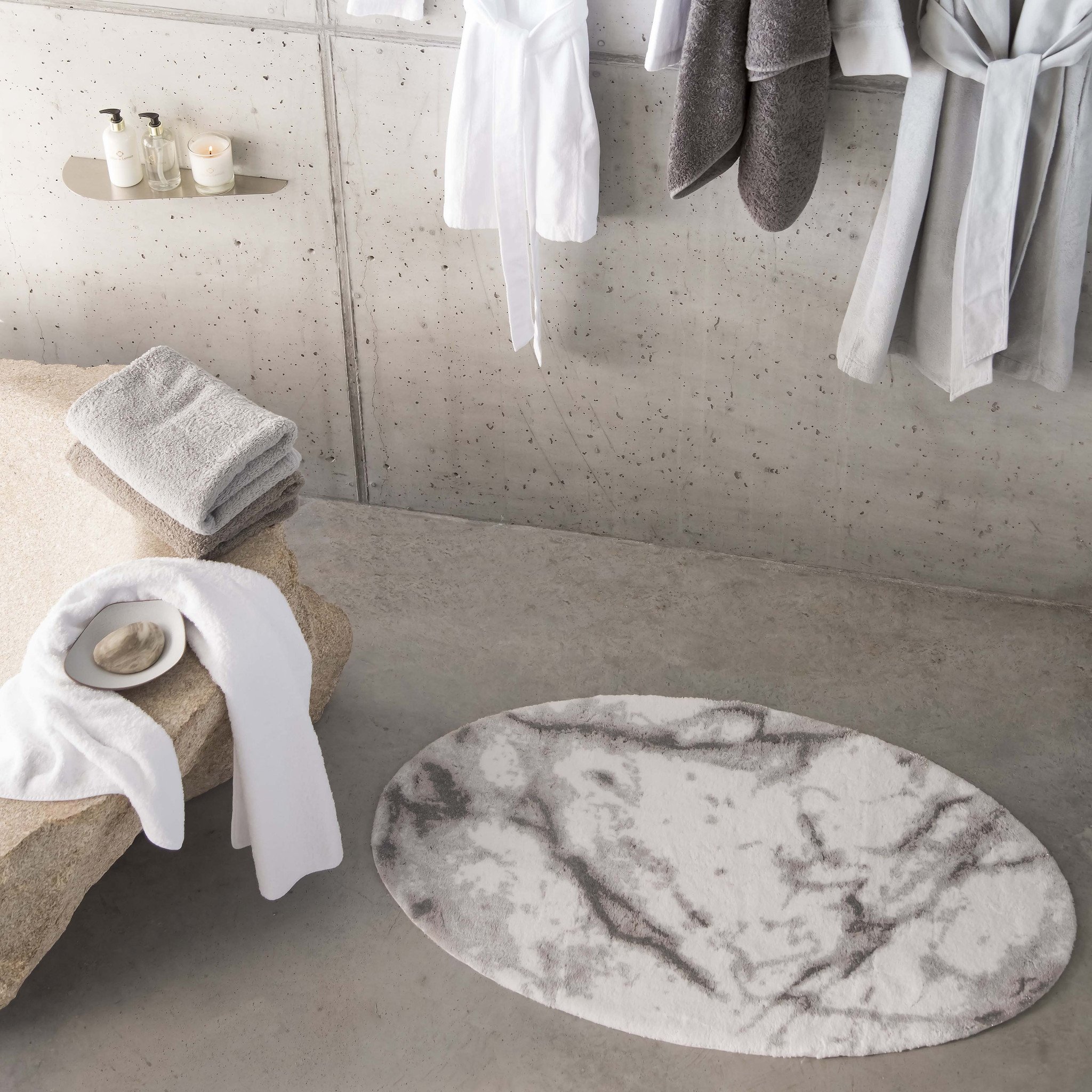 Abyss Habidecor Carare White & Grey Rugs | J Brulee Home