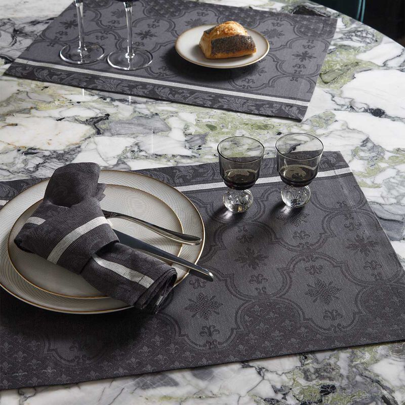 Le Jacquard Francais Armoiries Black Table Linens | J Brulee