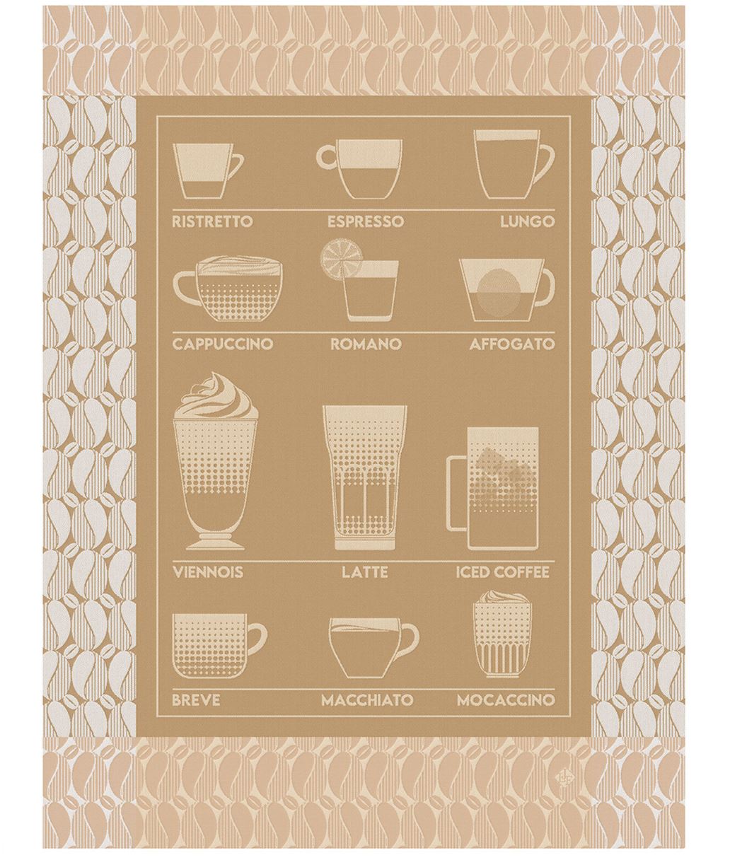 Barista Beige Tea Towels - French Cotton Elegance