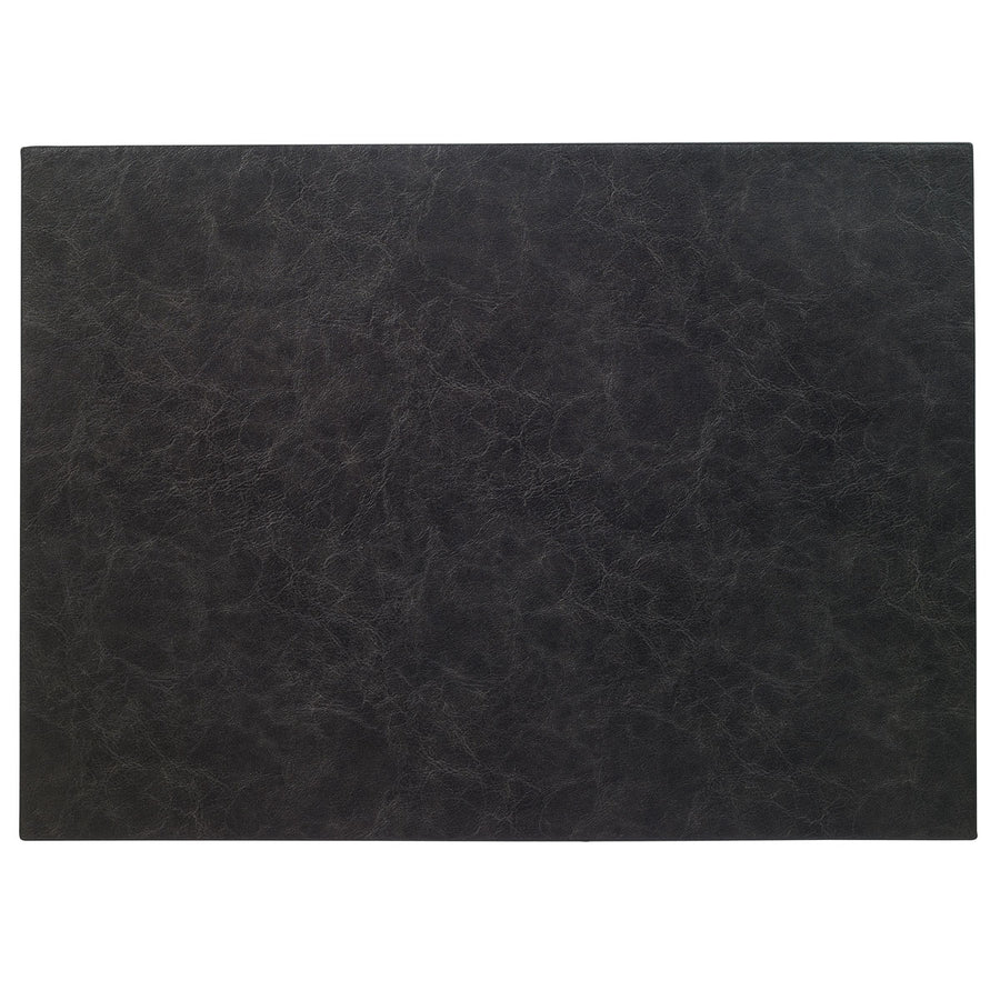 Bodrum Tanner Black Rectangle Faux Leather Placemats - Set of 4