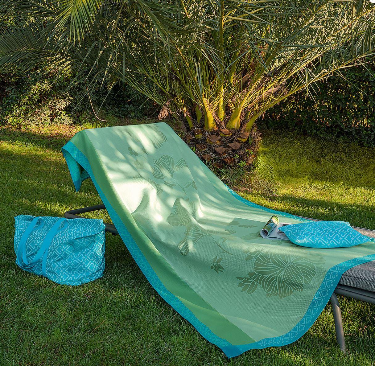 Monoi Blue Floral Beach Towel - French Cotton Luxury