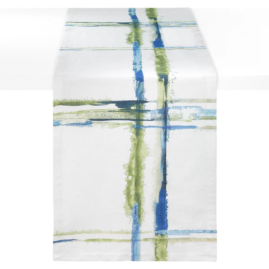 Bodrum Abstract Grid Table Linens: Vibrant & Modern