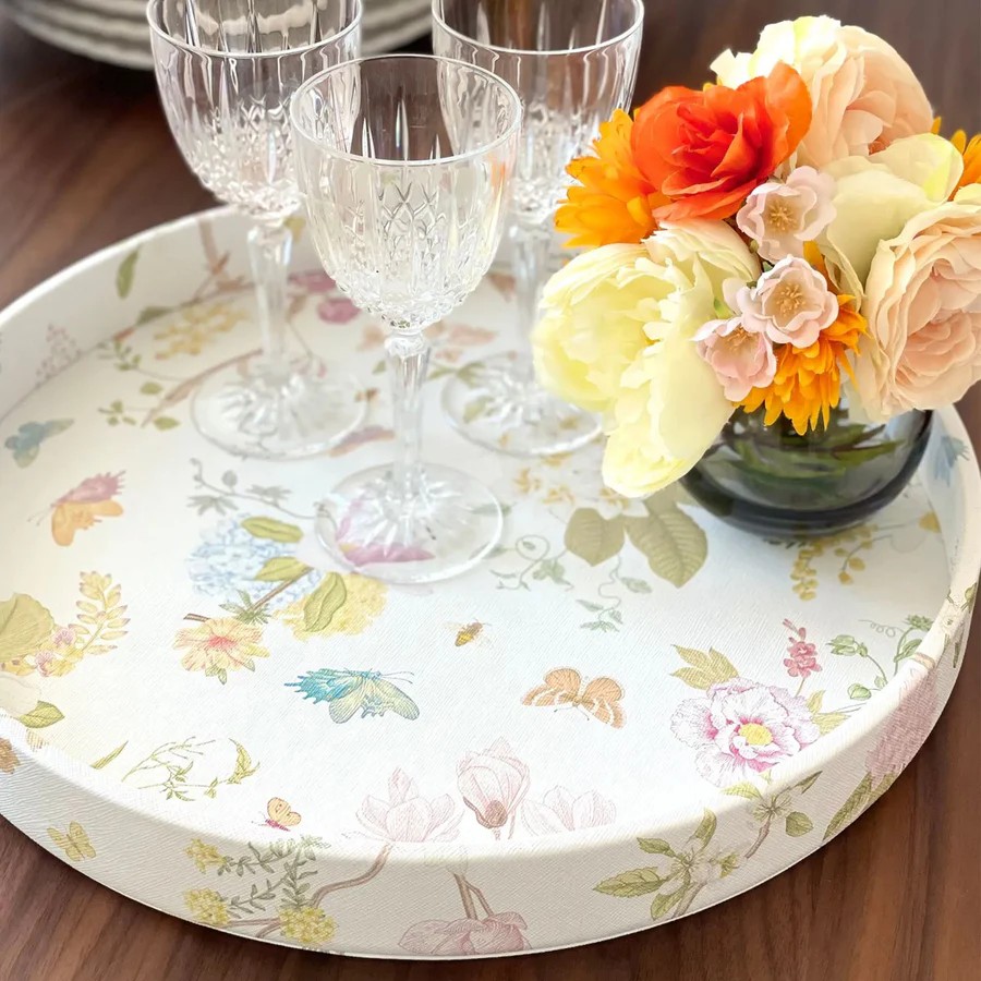 Pastel Garden Trays - Elegant Floral Serving Trays