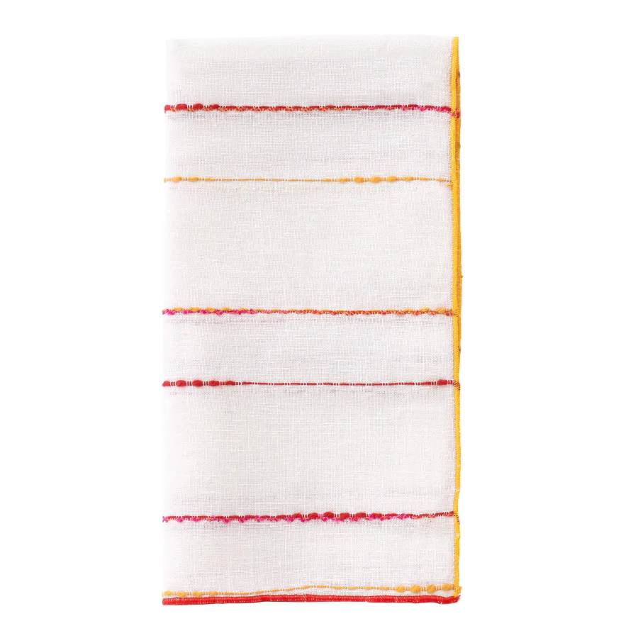 Bodrum Porto Red and Marigold Striped Napkins - Set of 4