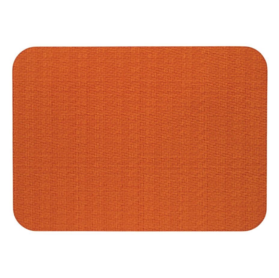 Bodrum Wicker Pumpkin Orange Oblong Easy Care Placemats - Set of 4