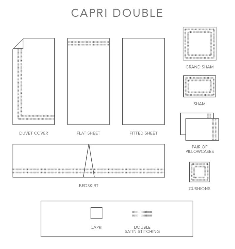 Cotton Sateen Embroidered Custom Sheets & Bedding. St. Geneve Capri Double