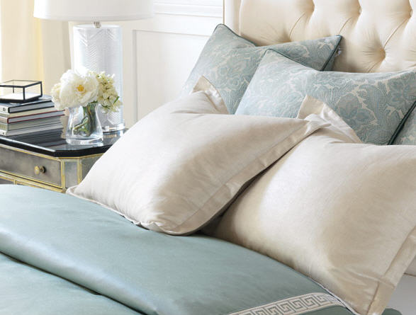 Blue Green Contemporary Bedding Set. Barclay Butera Central Park