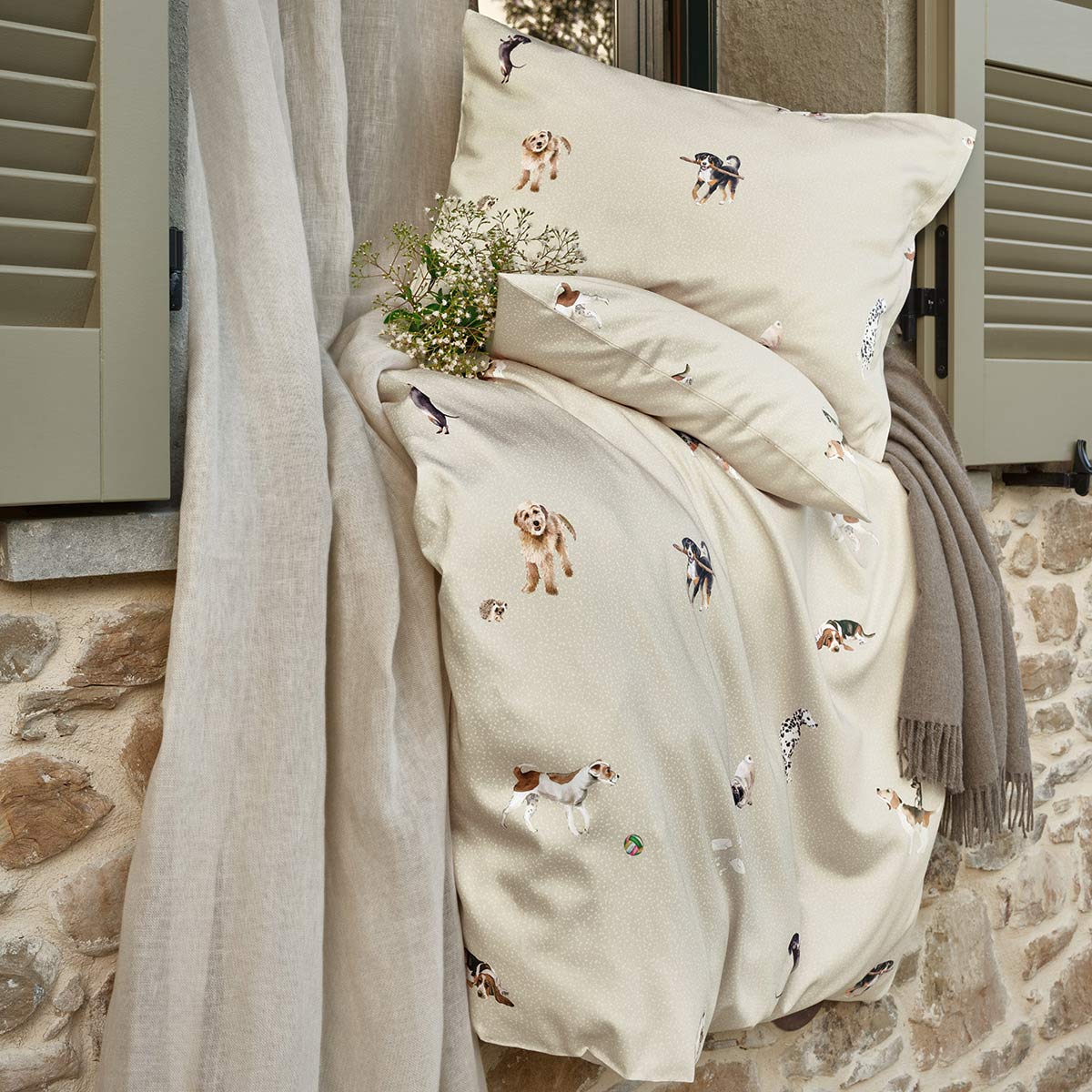 Dog Print Pattern Duvet Covers & Bedding - Schlossberg Bello Beige