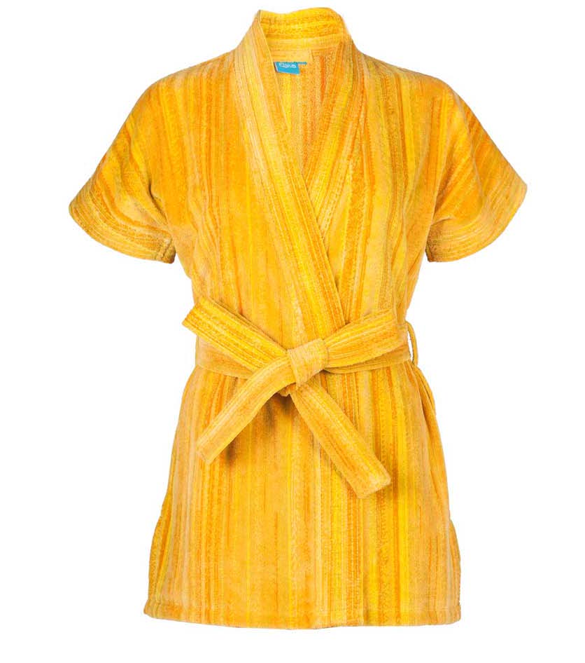 Elaiva Yellow Shadows Kimono Beach Bath Robe | J Brulee Home