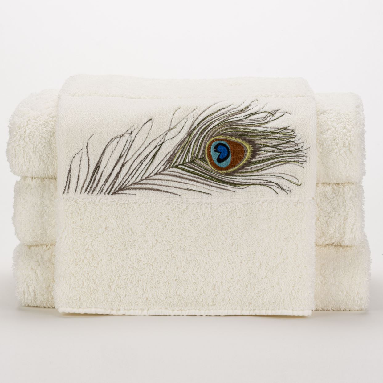 Abyss Paleo Towels - Ecru Cotton Towels with Embroidery