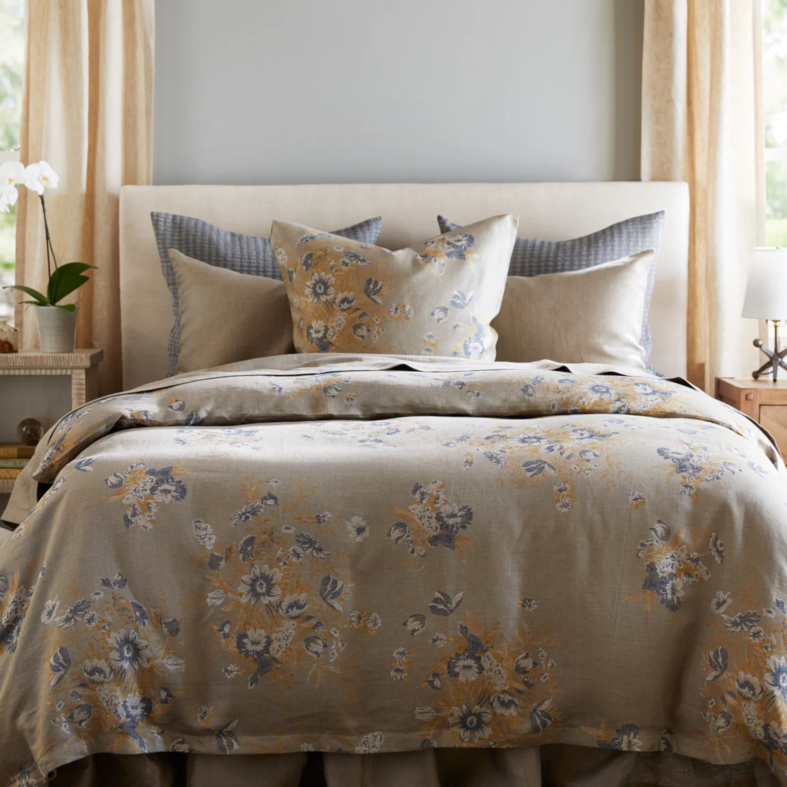 SDH Provence 100% Linen Floral Bedding Set