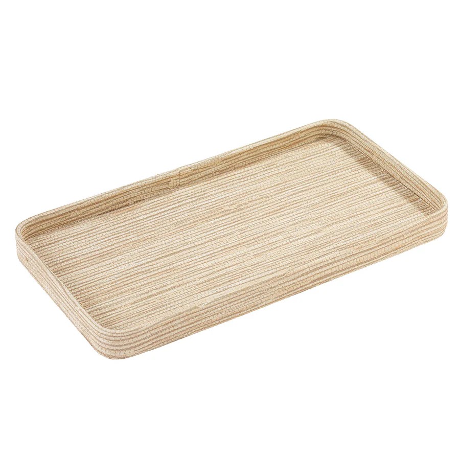 Grasscloth Latte Bath Accessories - Warm & Elegant Style