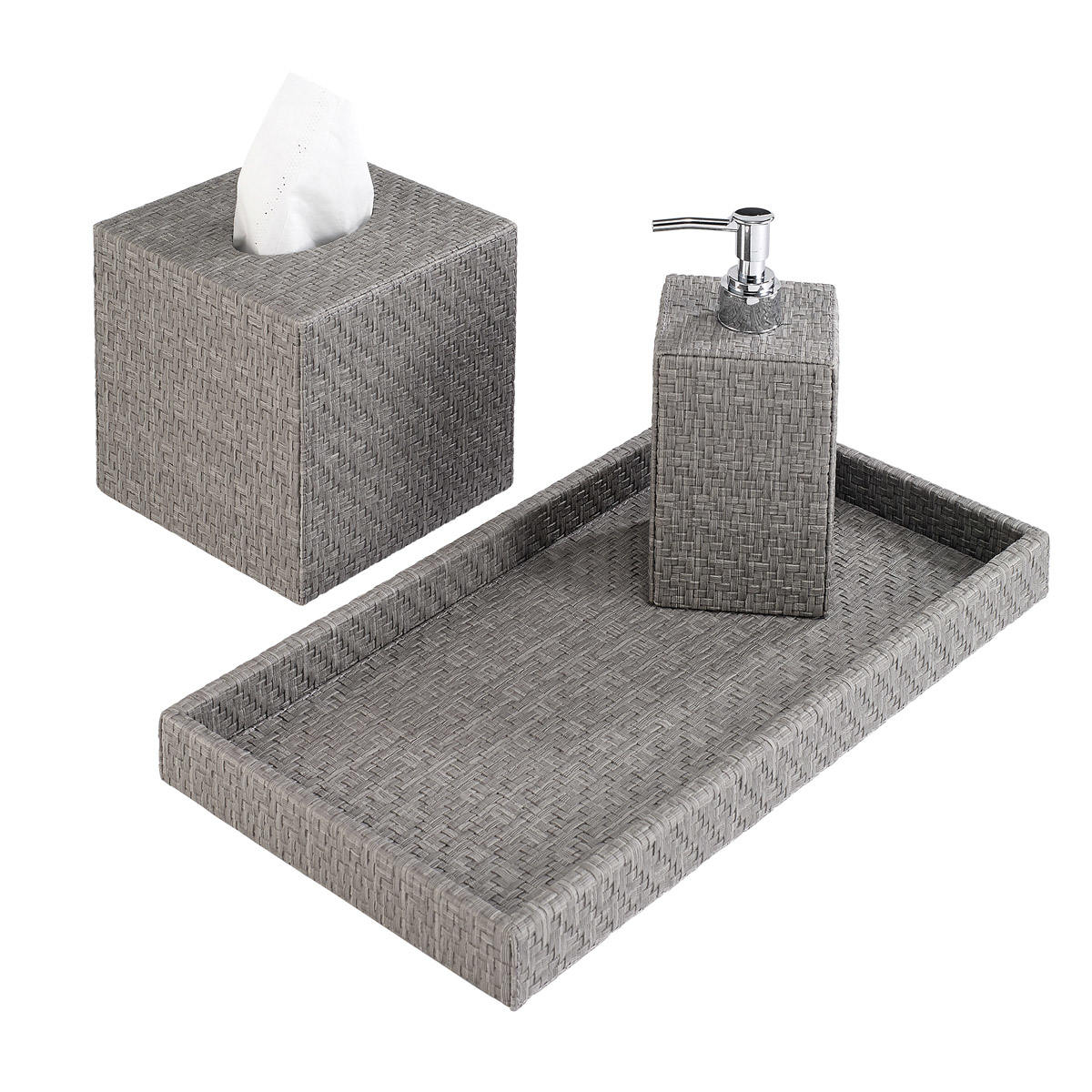 Bodrum Gray Wicker Bath Collection: Elegant & Durable