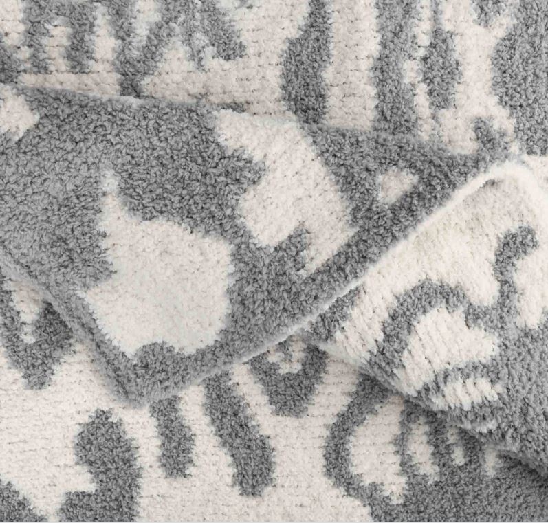 Kashwere Damask Stone Grey and Cream Throw Blanket | J Brulee Home
