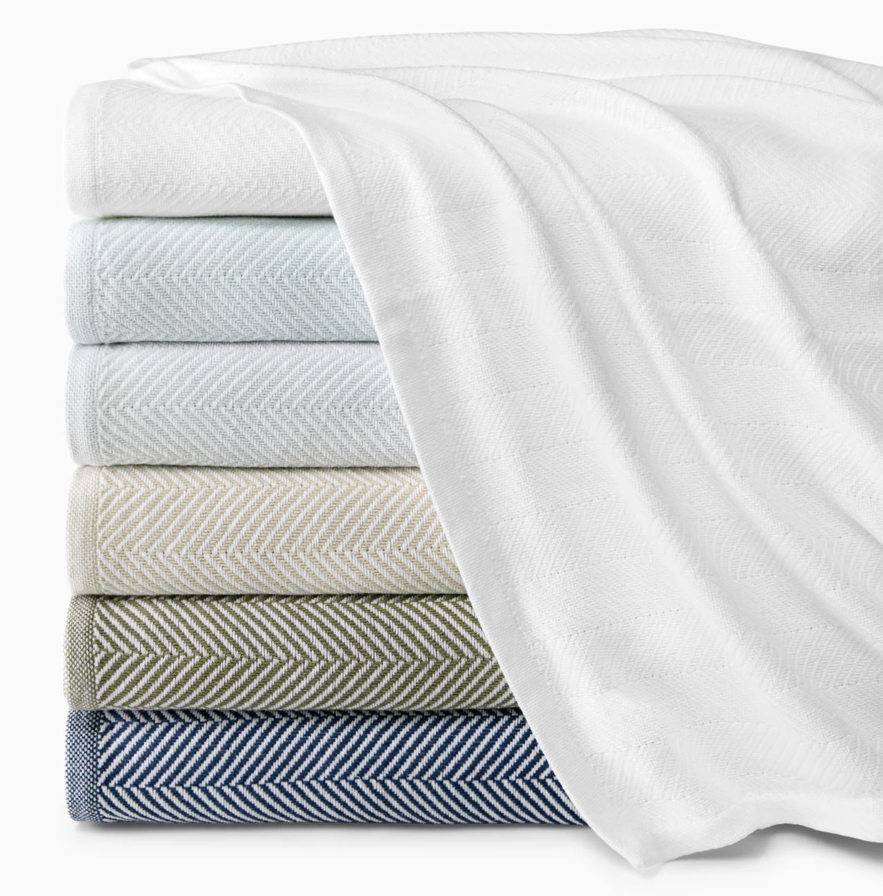 Sferra Camilo Cotton Herringbone Blankets | J Brulee