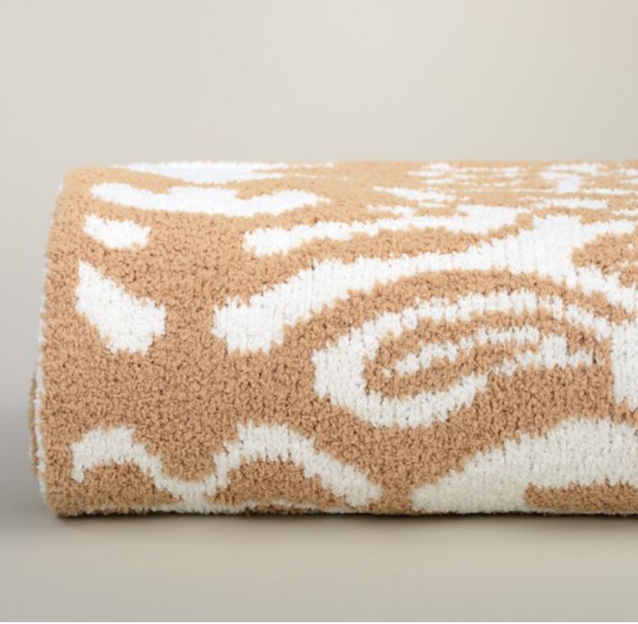 Kashwere Damask Camel and Cream Throw Blanket | J Brulee Home