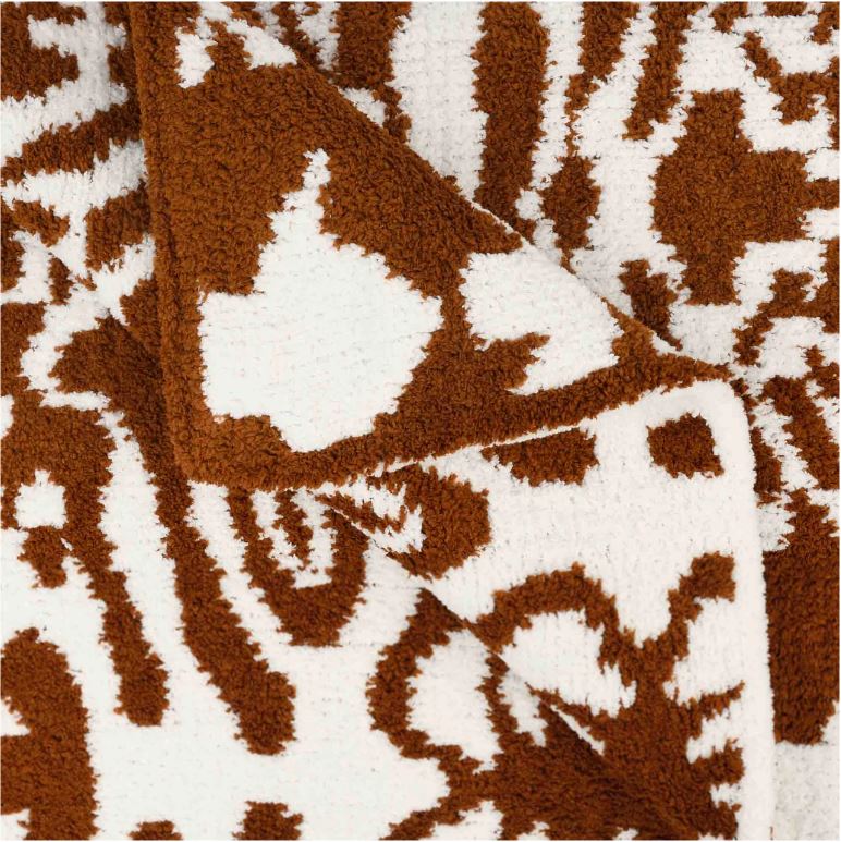 Kashwere Damask Chestnut and Cream Throw Blanket | J Brulee Home