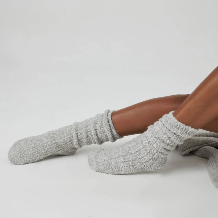 Kashwere Lounge Socks - Heathered Oyster and Bone