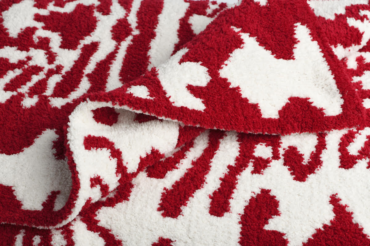 Kashwere Damask Ruby Red & Cream Throw Blanket | J Brulee Home