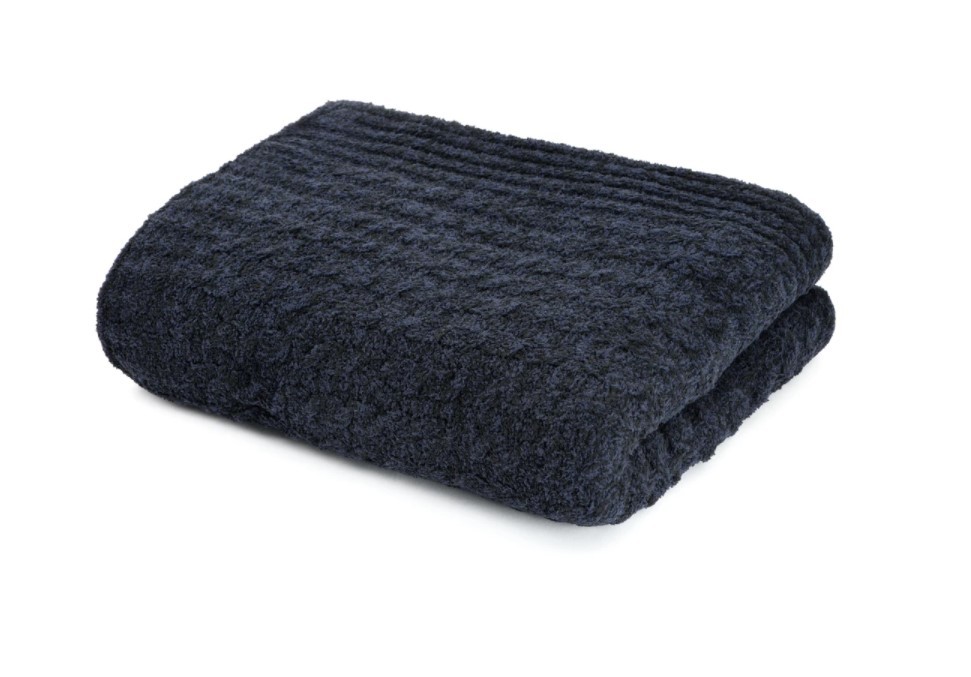 Kashwere Mini Cable Heather Throw Navy and Black