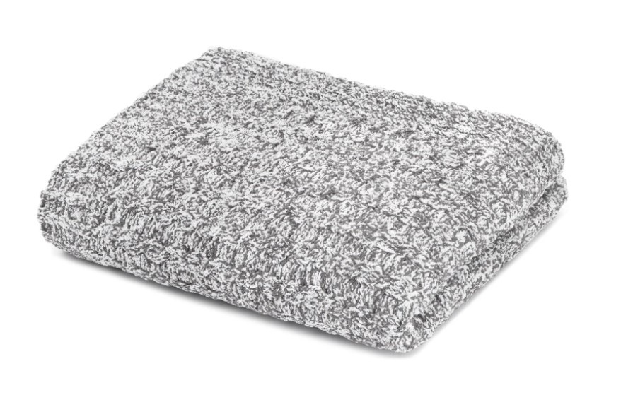 Kashwere Mini Cable Heather Throw Slate and White