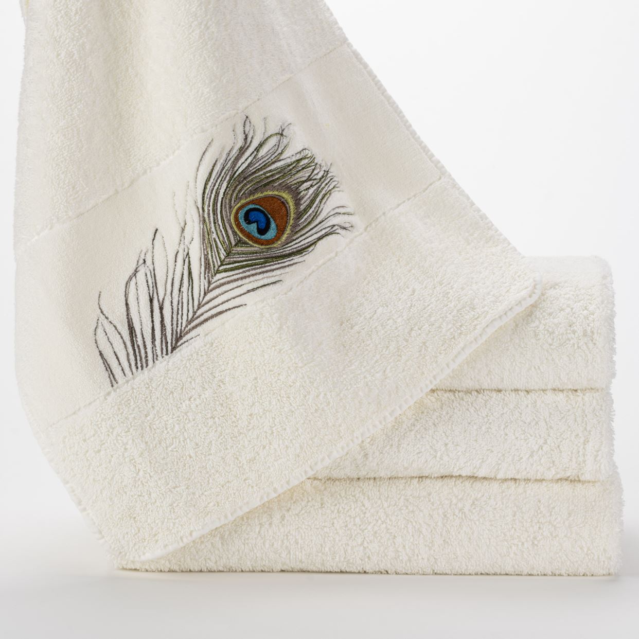Abyss Paleo Towels - Ecru Cotton Towels with Embroidery