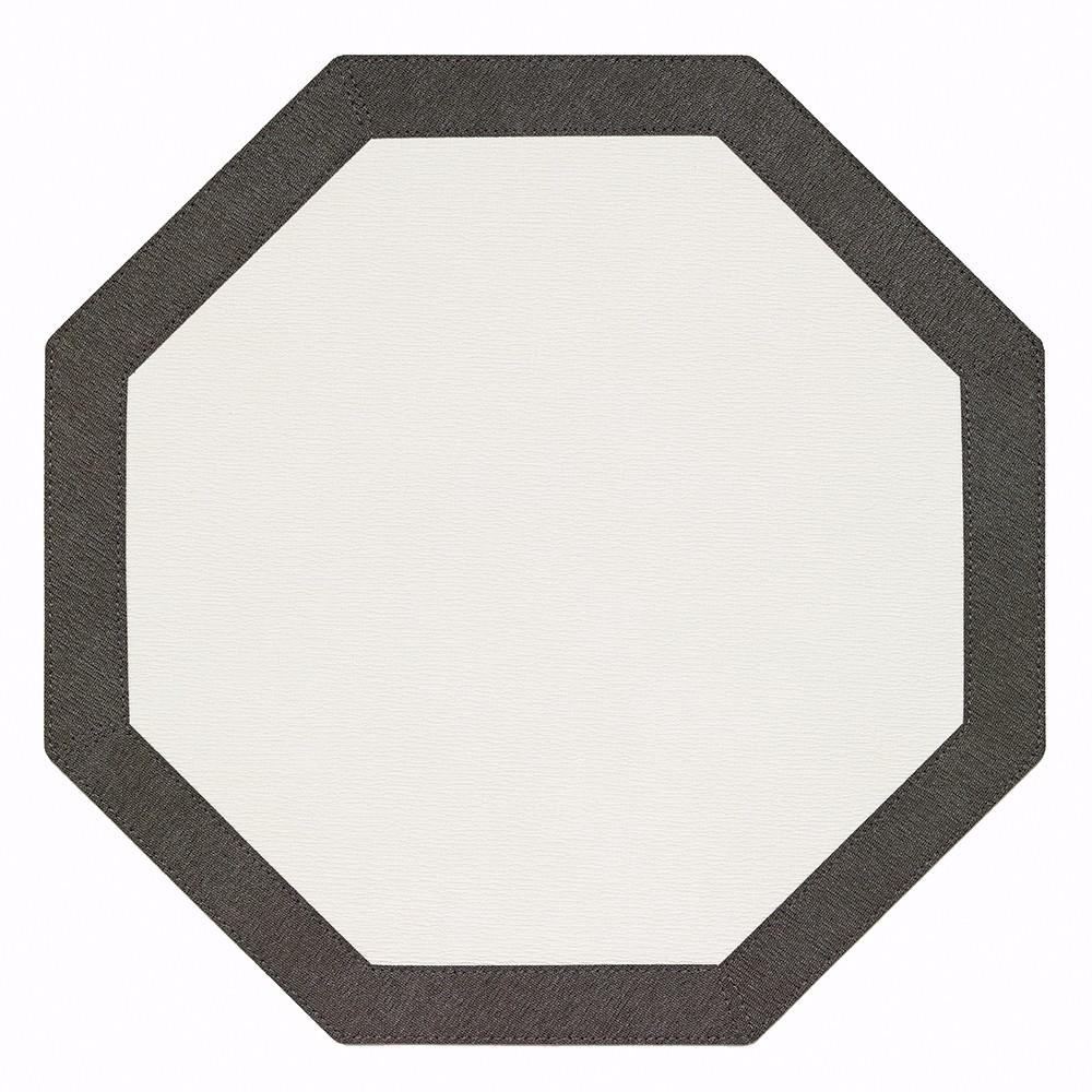Bodrum Bordino Charcoal Grey White Octagon Easy Care Place Mats - Set of 4