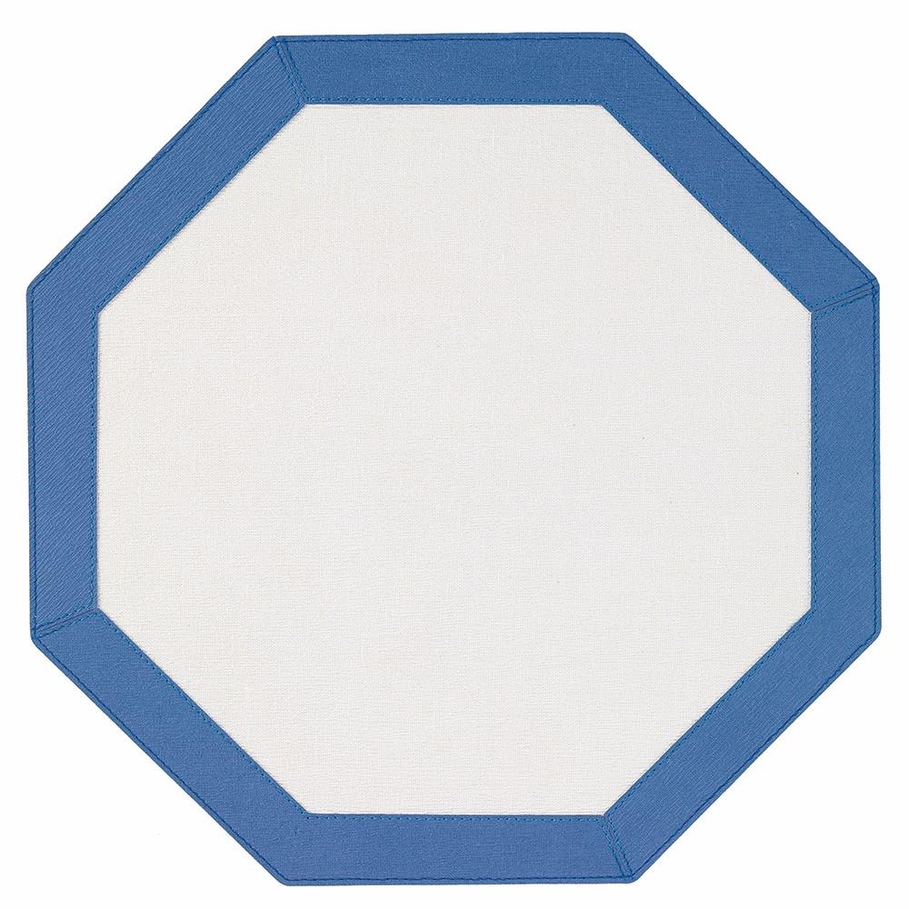 Bodrum Bordino Periwinkle Blue White Octagon Easy Care Place Mats - Set ...