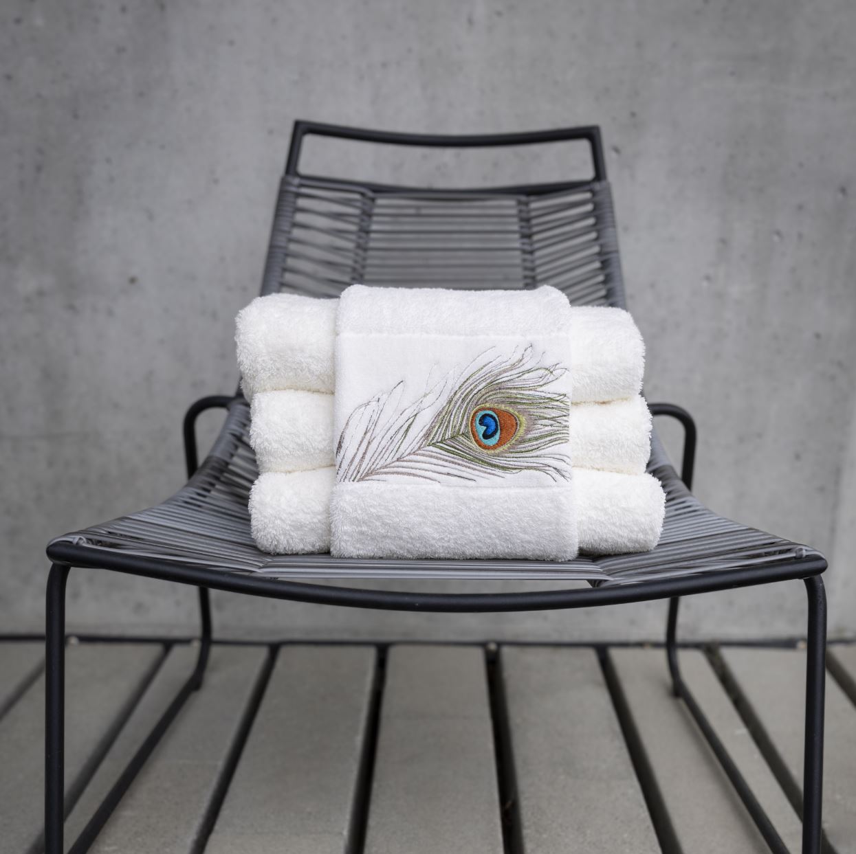 Abyss Paleo Towels - Ecru Cotton Towels with Embroidery