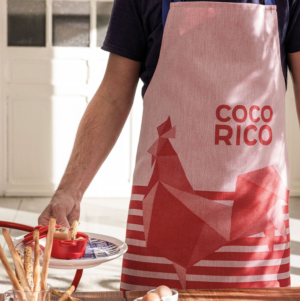 Coco-Rico Blue French Cotton Kitchen Apron
