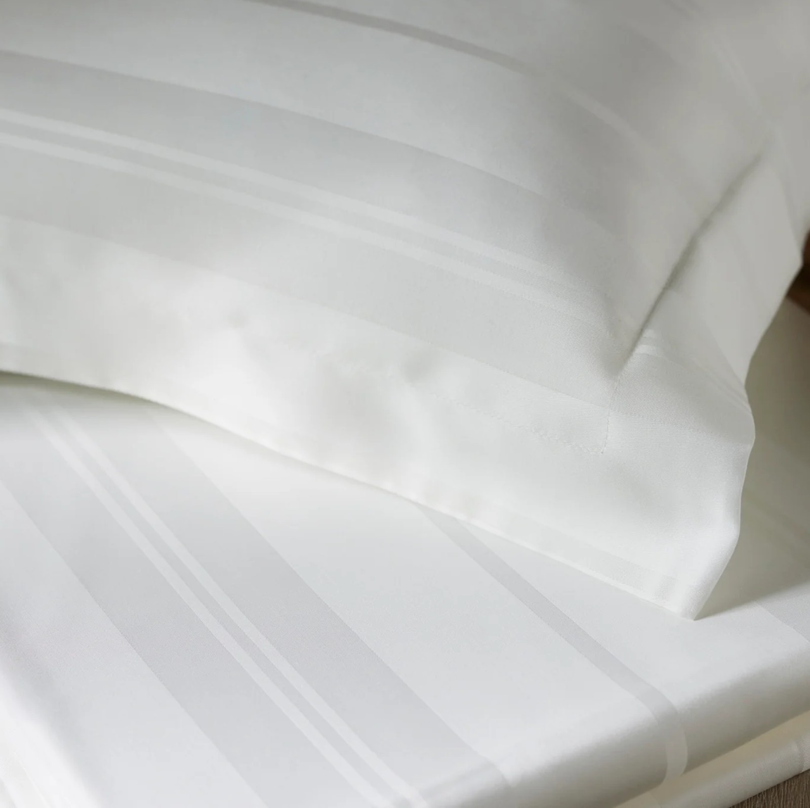 Legna Lucca White Striped Lyocell Sheets and Bedding. Legna by SDH
