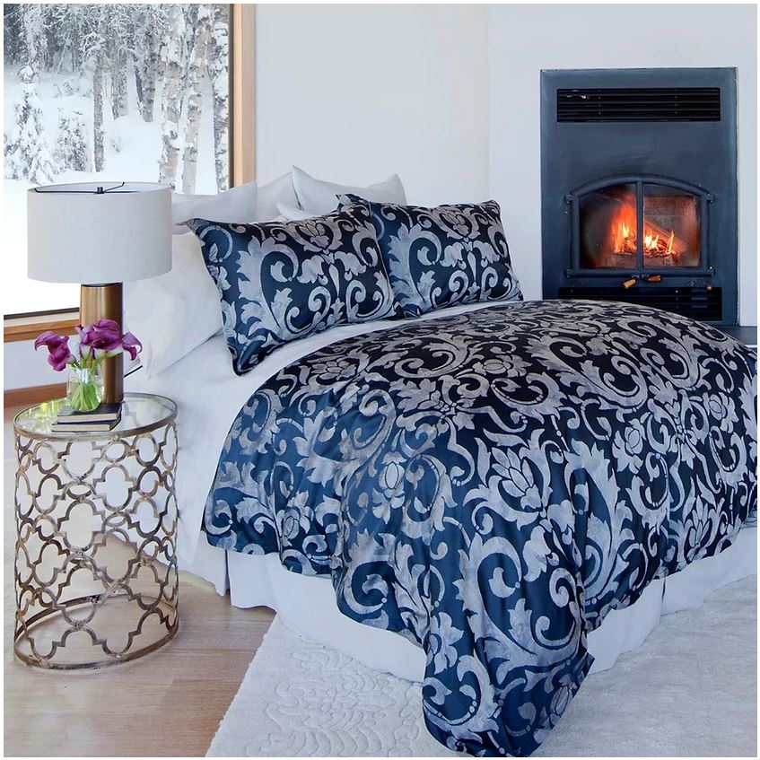 Blue Silk and Cashmere Bedding. St Geneve Dianora | J Brulee Home