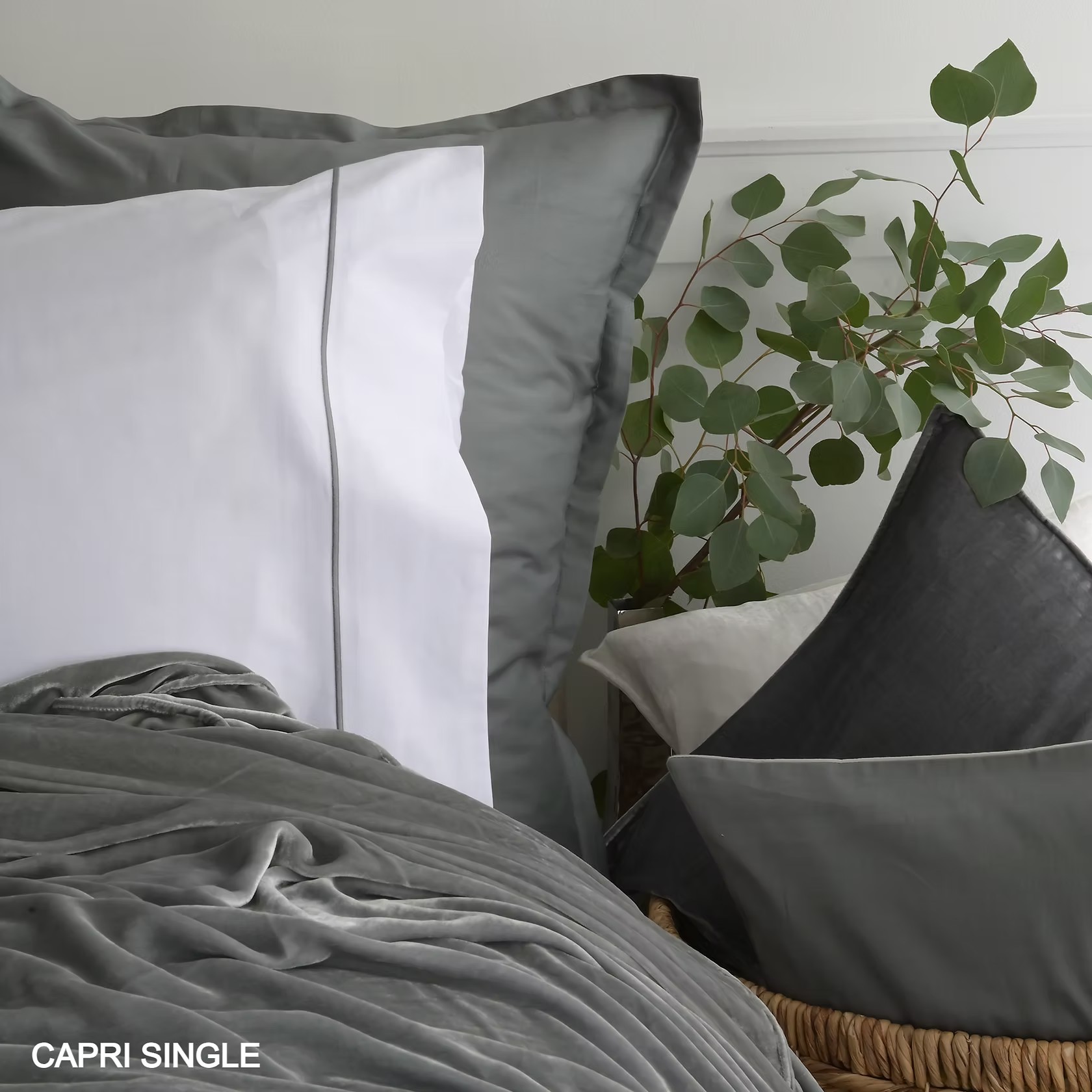 Cotton Sateen Embroidered Custom Sheets & Bedding. St. Geneve Capri Single