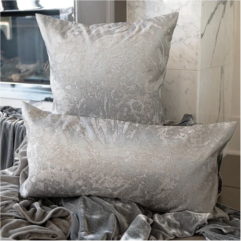 Silver Jacquard Bedding. St Geneve Contessa Sterling | J Brulee Home