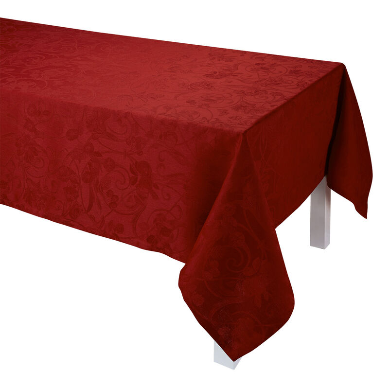 Le Jacquard Francais Tivoli Velvet Red Floral Table Linens | J Brulee