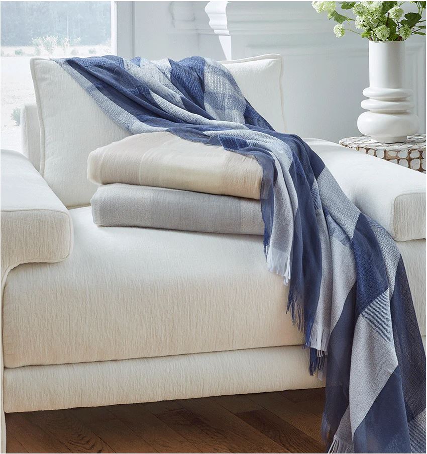 Lightweight Wool Cotton Throws - Sferra Rimini | J Brulee Home