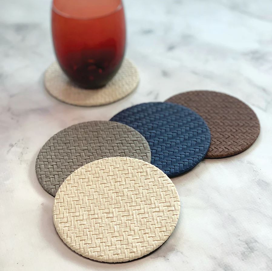 Bodrum Wicker Drink Coasters - Colorful & Protective