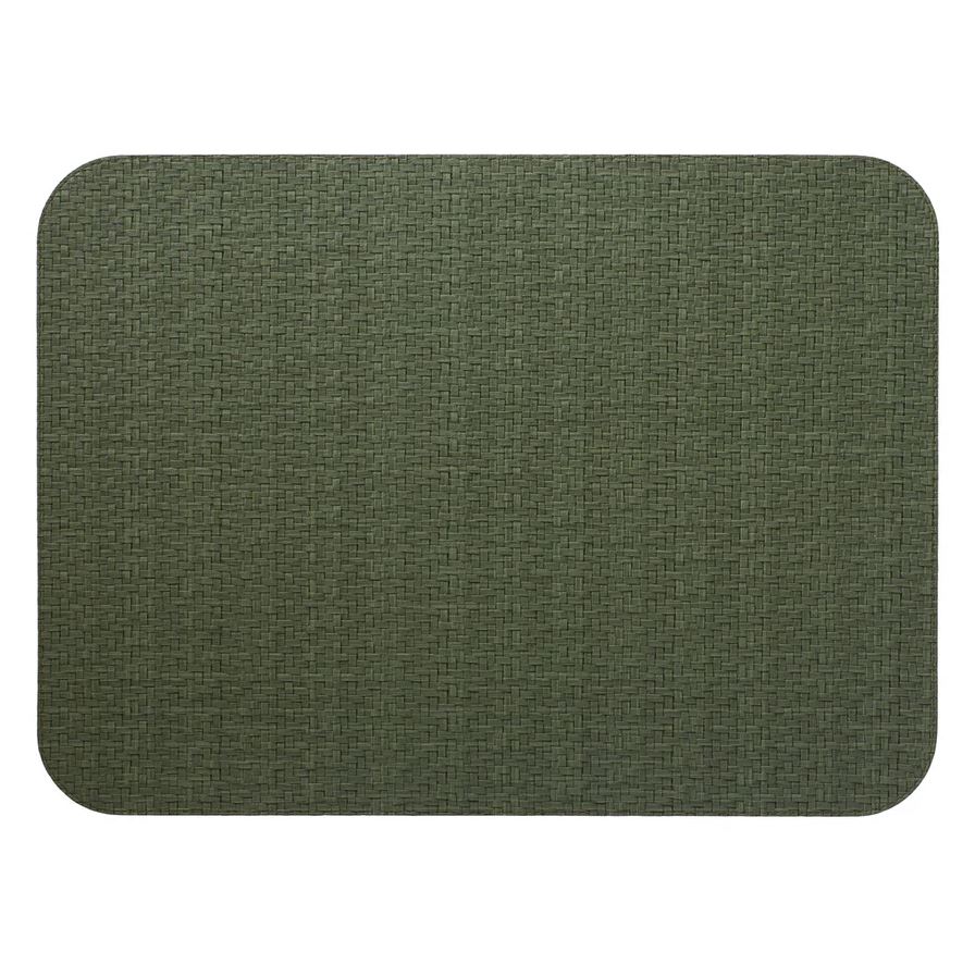 Bodrum Wicker Olive Green Oblong Easy Care Placemats - Set of 4